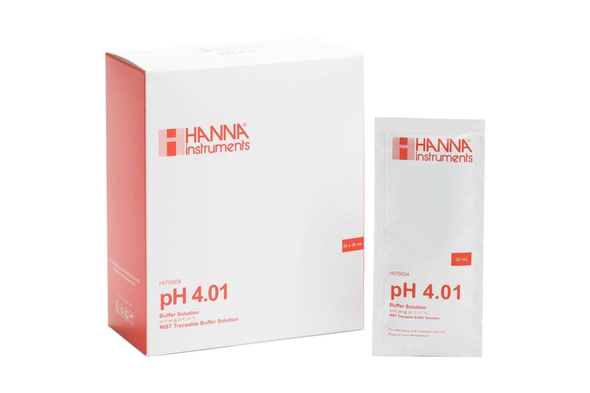 Hanna HI70004P pH 4.01 Calibration Sachets (25 x 20ml) - Hydrotek Hydroponics